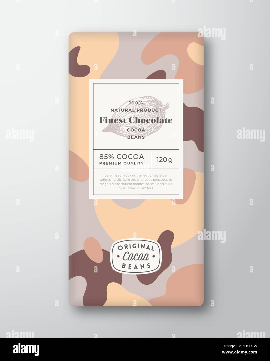 Cocoa Chocolate Label Abstract Shapes Vector Packaging Design Layout ...