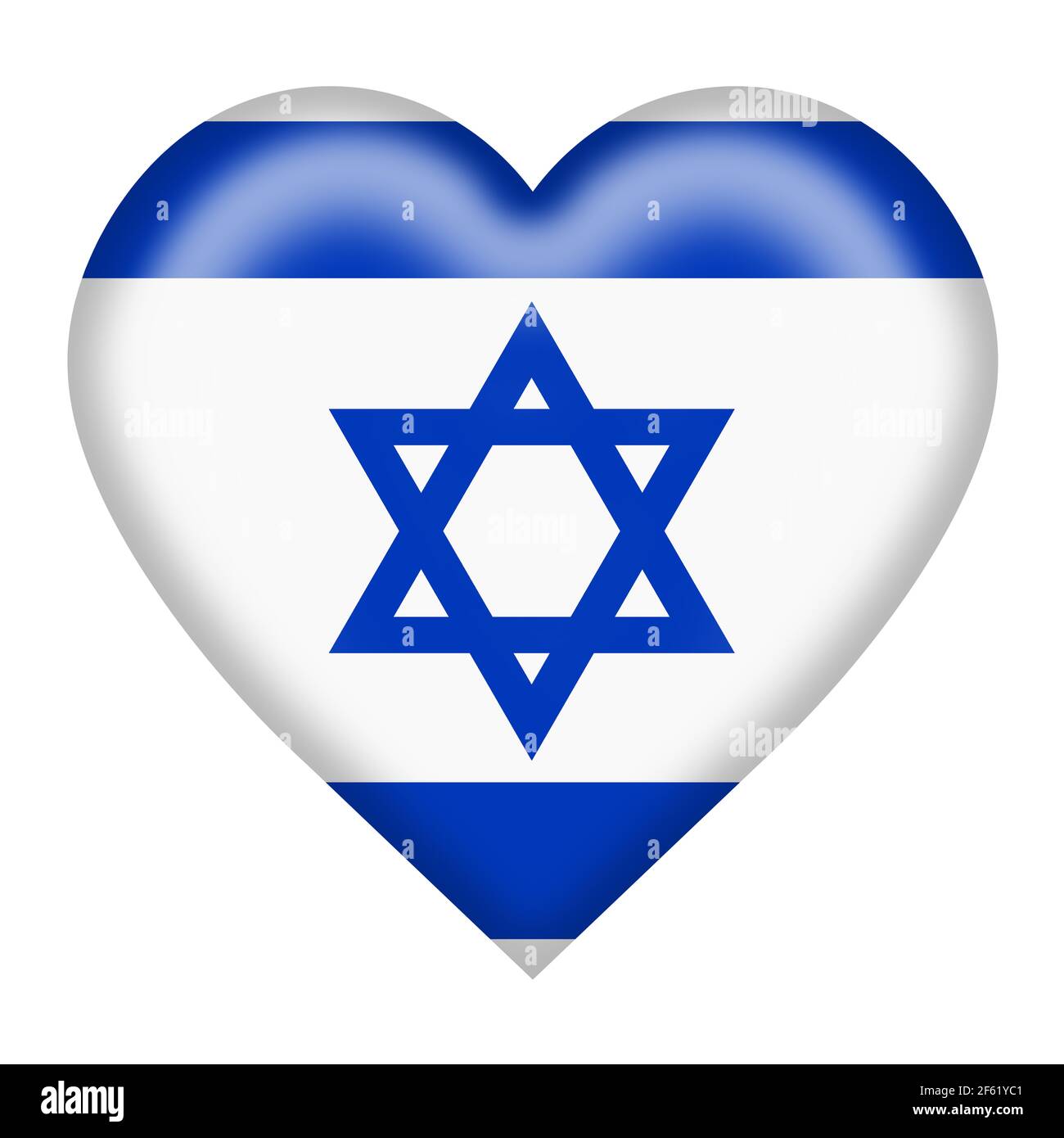 Israel flag heart button isolated on white with clipping path 3d ...
