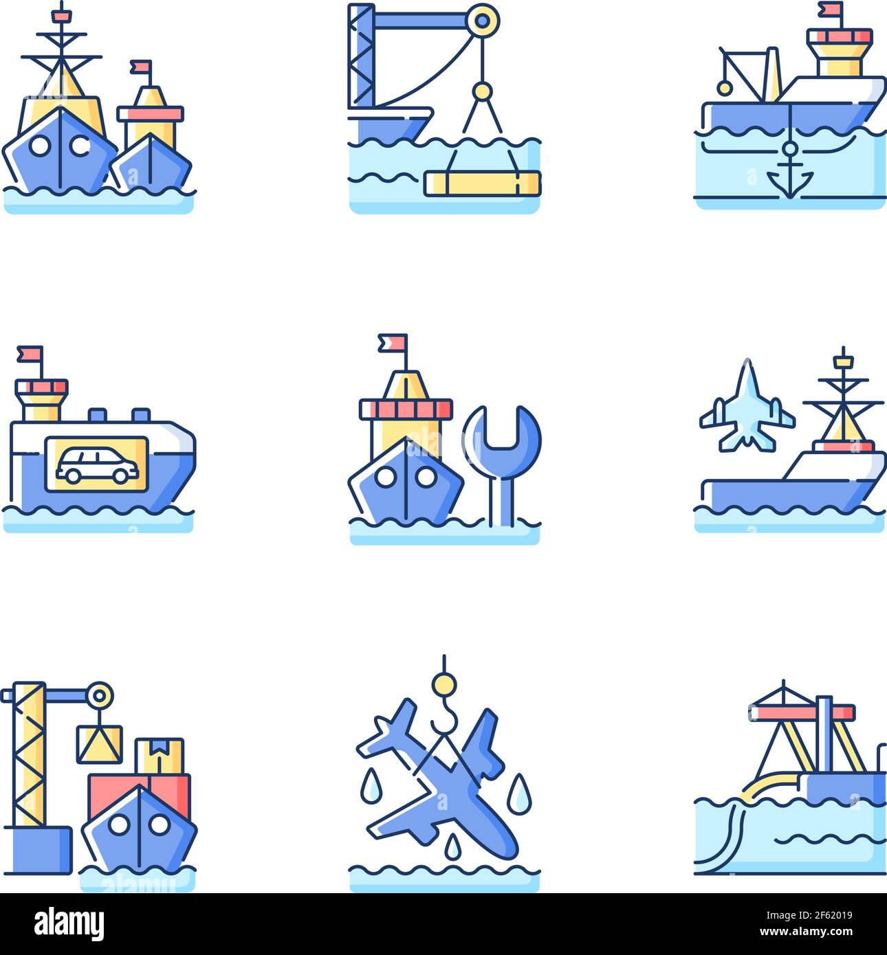 Shipping industry RGB color icons set Stock Vector Image & Art - Alamy