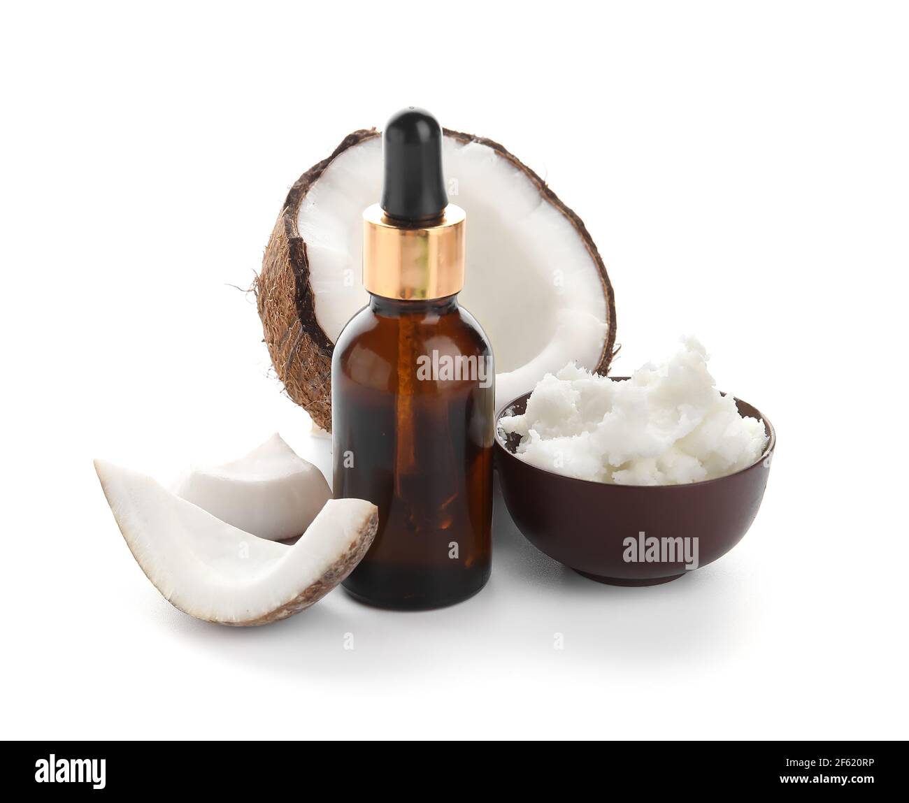 Bottle with coconut oil on white background Stock Photo - Alamy