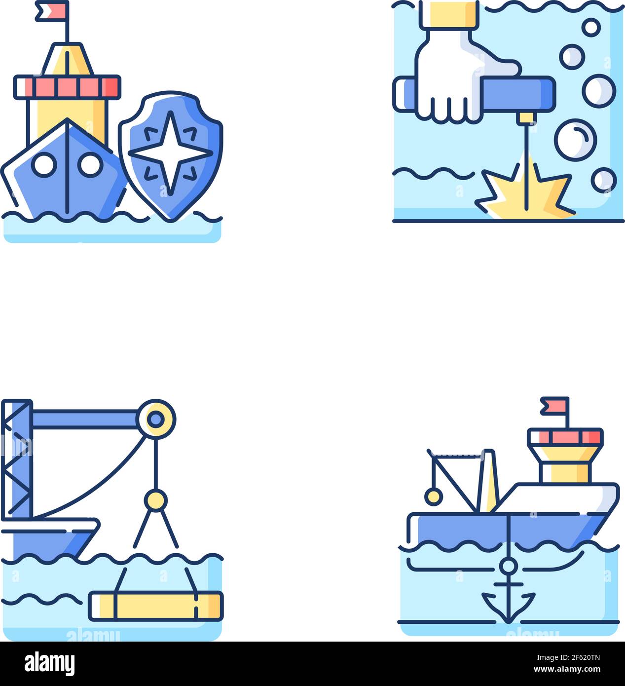 Maritime industry RGB color icons set Stock Vector Image & Art - Alamy