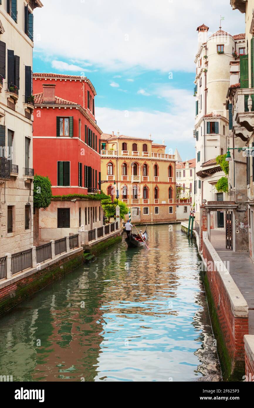 Italy. The cityscape and architecture of Venice. City canal and gondola ...