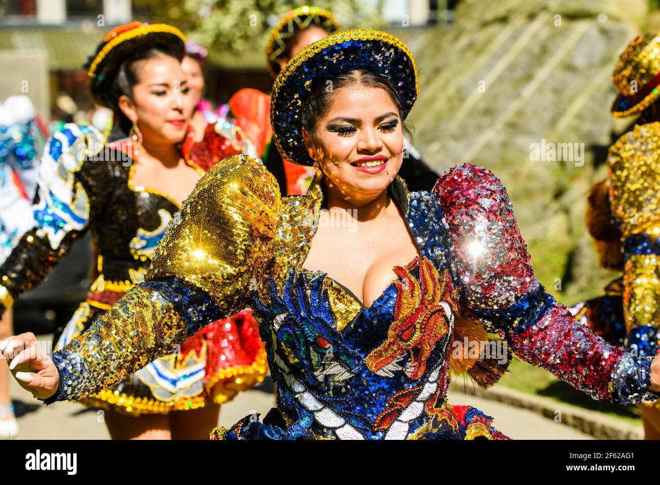 HAMMARKULLEN, SWEDEN - MAY 25, 2019: Face of a beautiful carnival queen ...