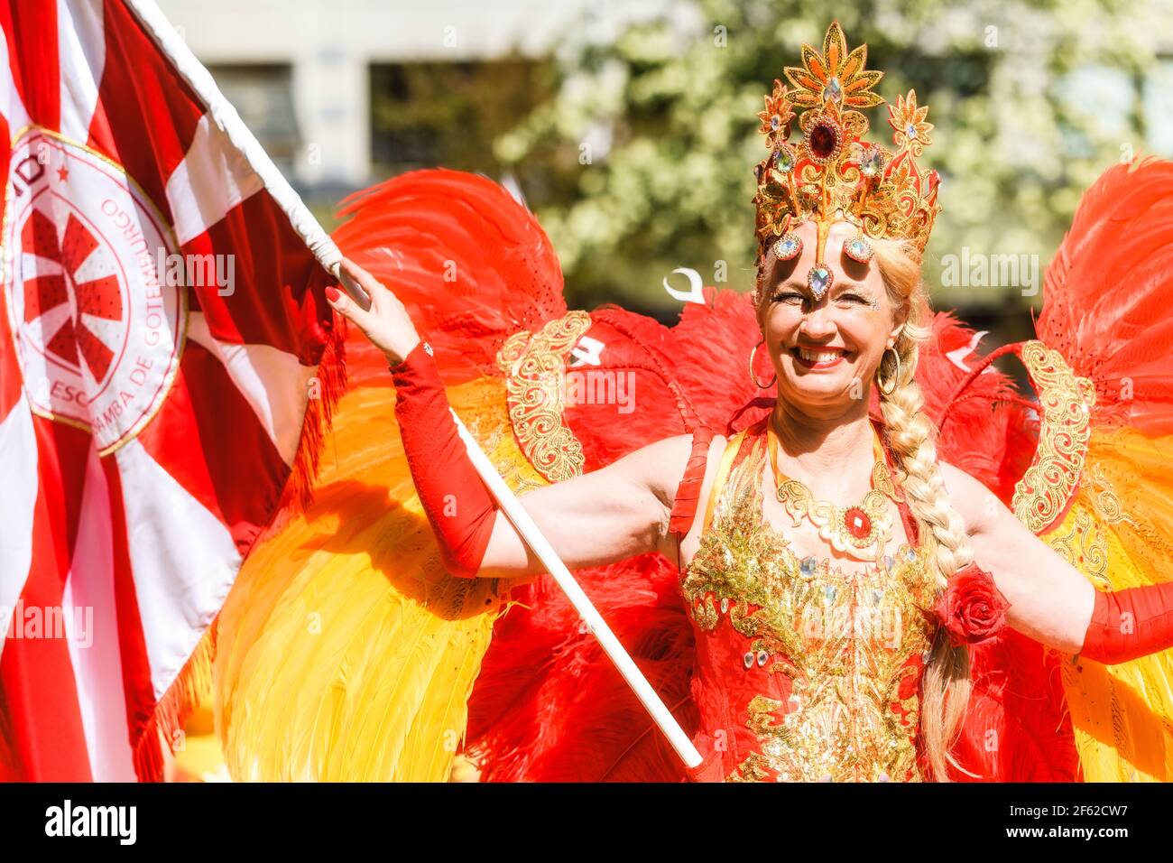 HAMMARKULLEN, SWEDEN - MAY 25, 2019: Face of a beautiful carnival queen ...