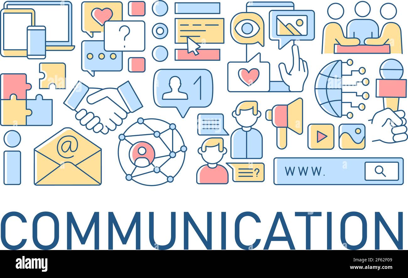 Communication abstract color concept layout with headline Stock Vector ...