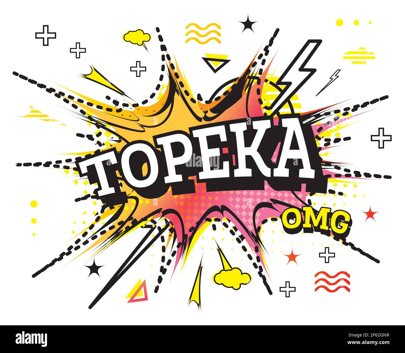 Topeka Comic Text in Pop Art Style Isolated on White Background. Vector ...