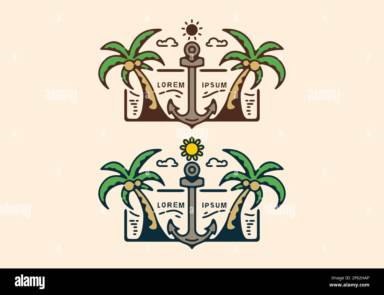 Colorful anchor beach line art illustration design Stock Vector Image ...
