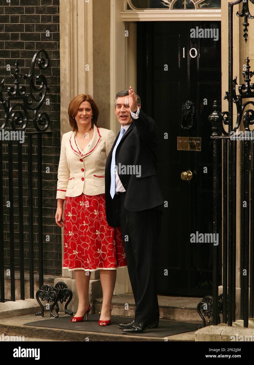 Gordon Brown arrives in Downing street on his first day as Britians new ...
