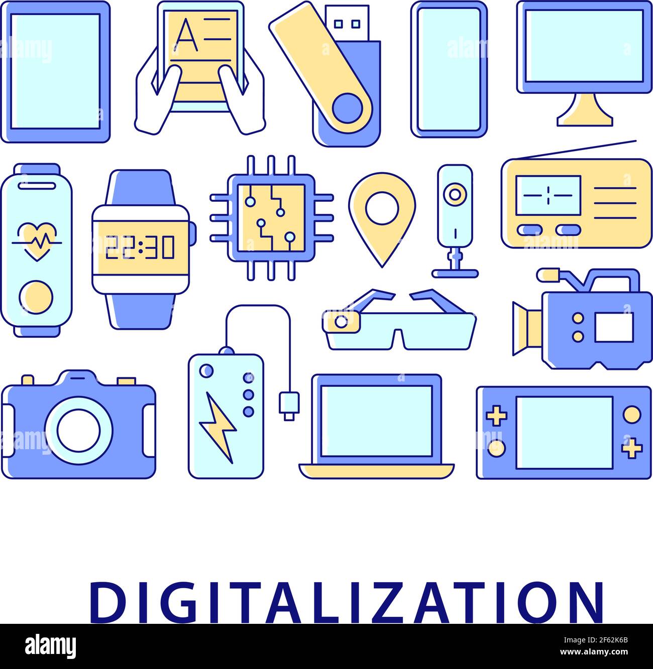 Digitalization abstract color concept layout with headline Stock Vector ...