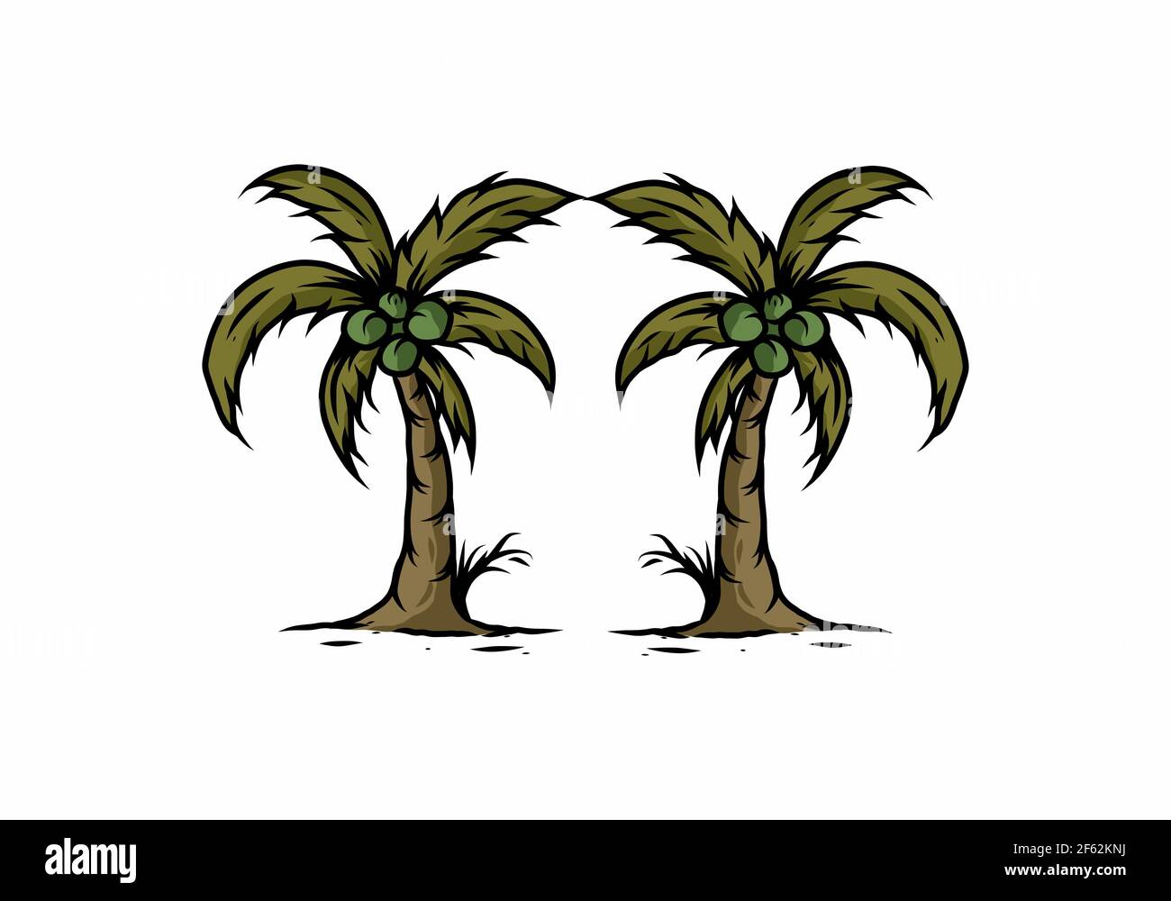 Colorful twin coconut trees illustration design Stock Vector Image ...