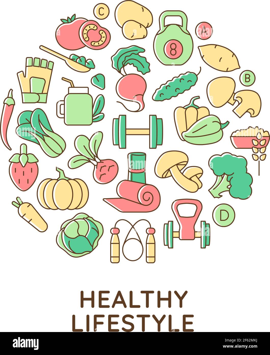 Healthy lifestyle abstract color concept layout with headline Stock ...