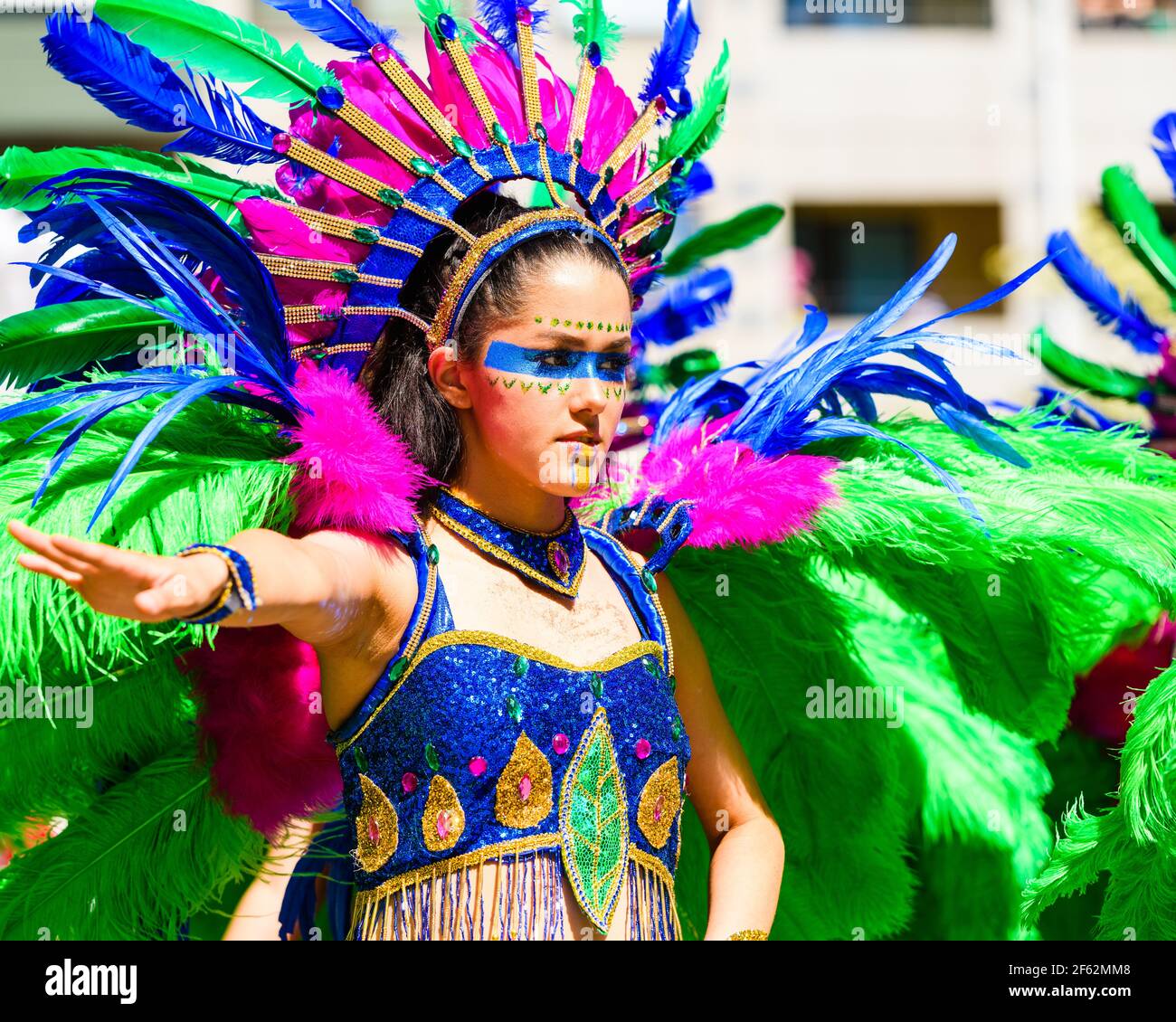 HAMMARKULLEN, SWEDEN - MAY 25, 2019: Face of a beautiful young carnival ...