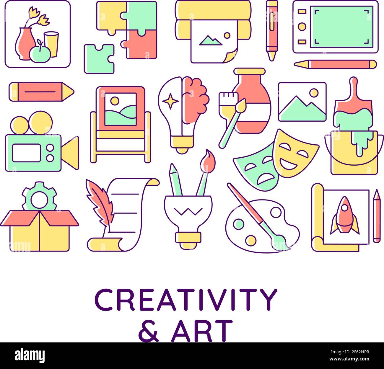Creativity, art abstract color concept layout with headline Stock ...