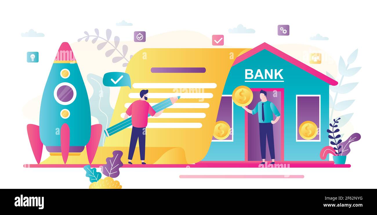 Businessman signs loan agreement. Investment in a new startup. Bank ...