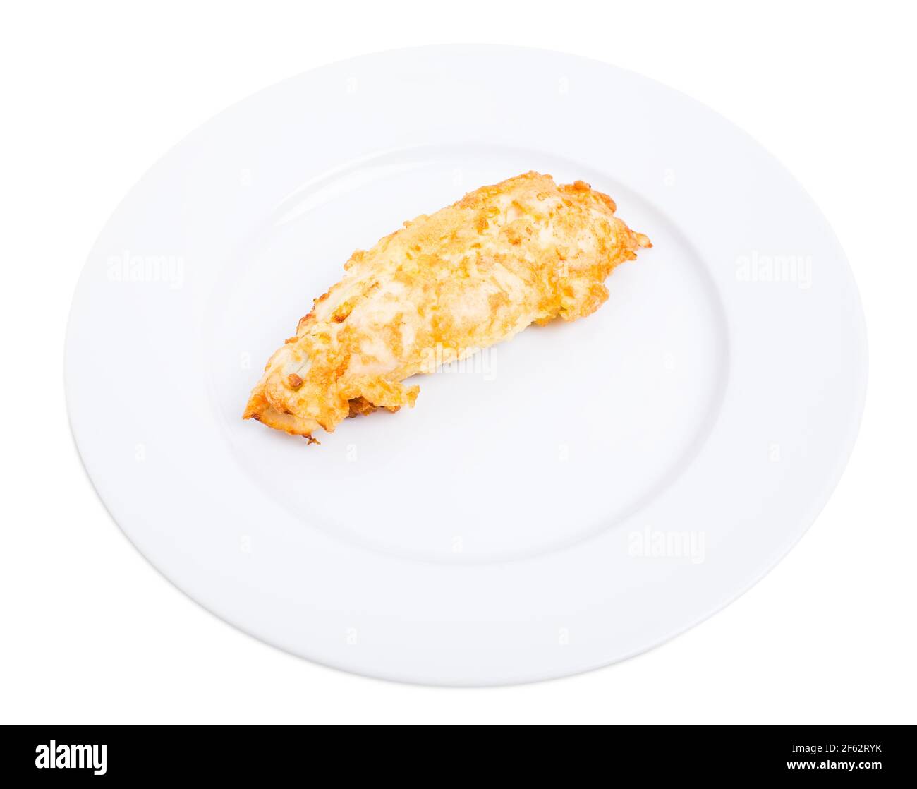Fried battered chicken fillet. Isolated on a white background Stock ...