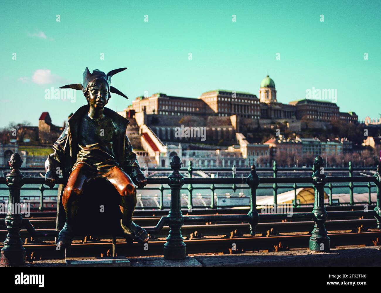 Capture of the Little Princess statue, in Budapest, with Budapest's ...