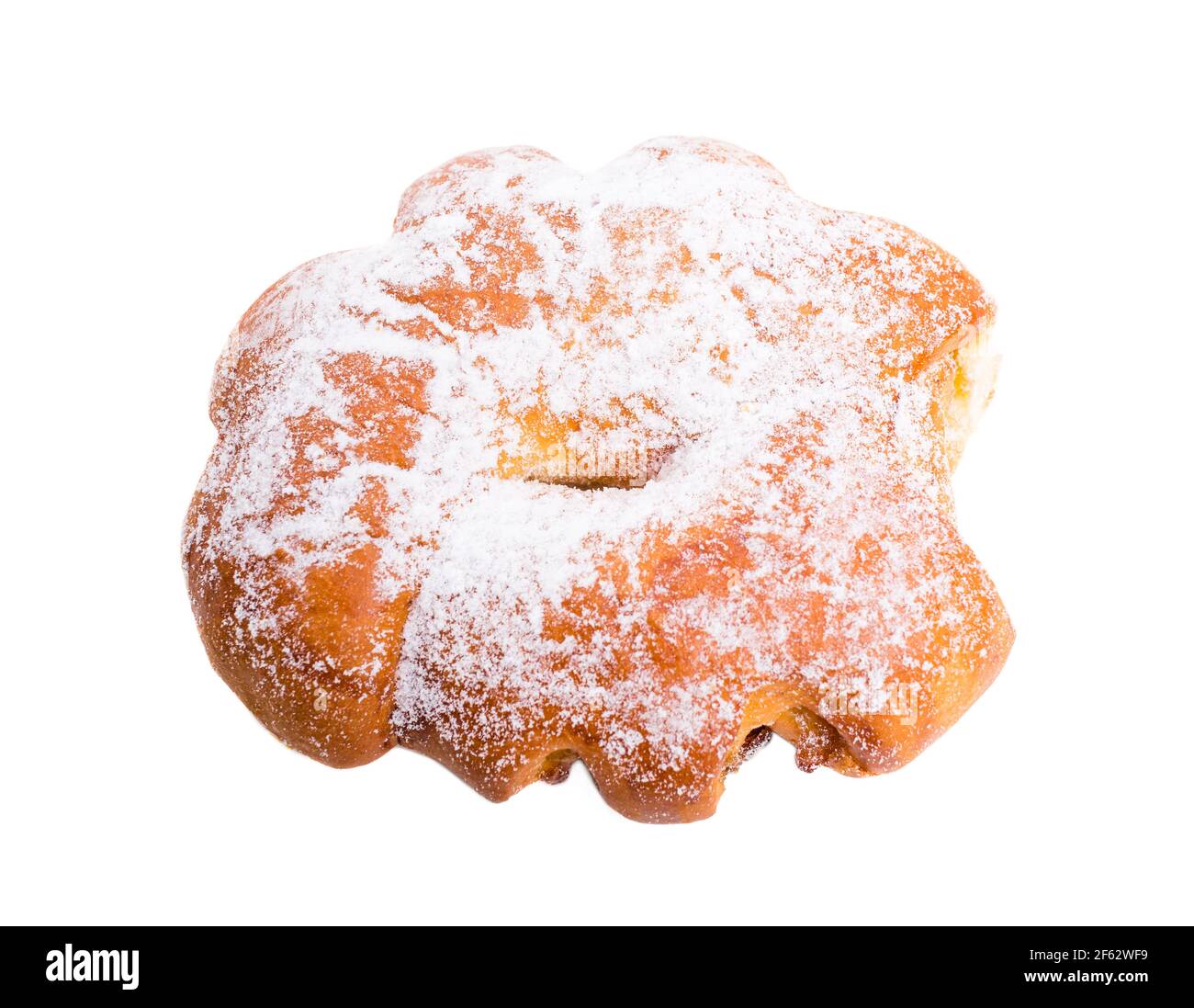 Russian pie with apple jam and covered with sugar powder. Isolated on a ...