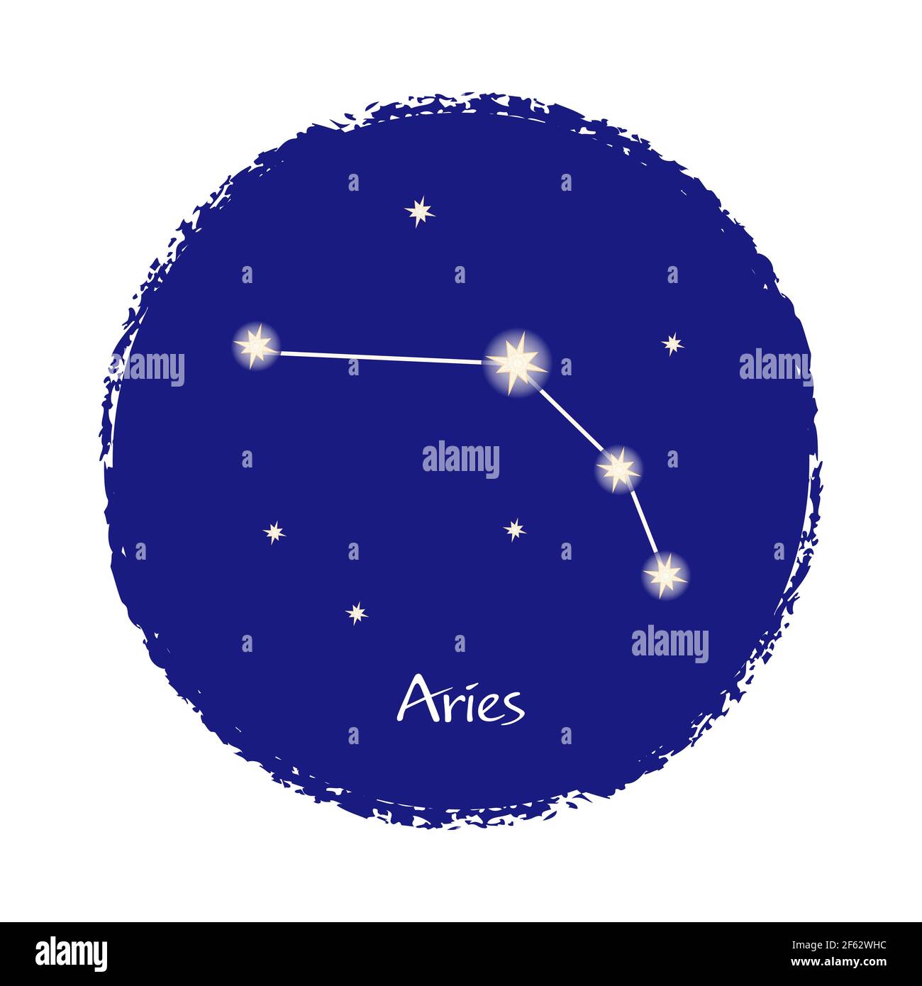Aries zodiac constellation sign on dark background. Shining star symbol in the night sky. Vector ...