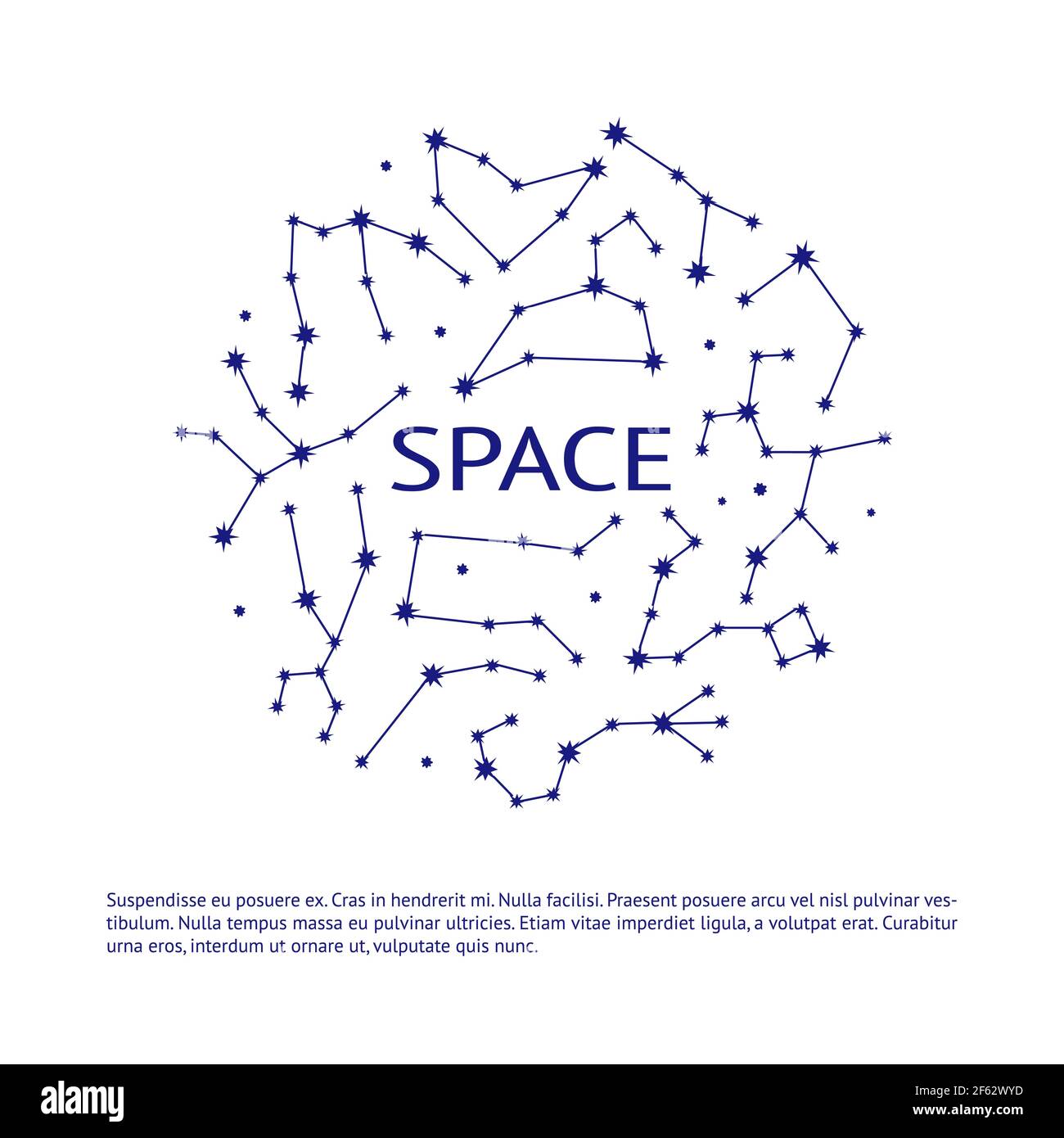 Space banner with zodiac constellation symbols and place for text ...