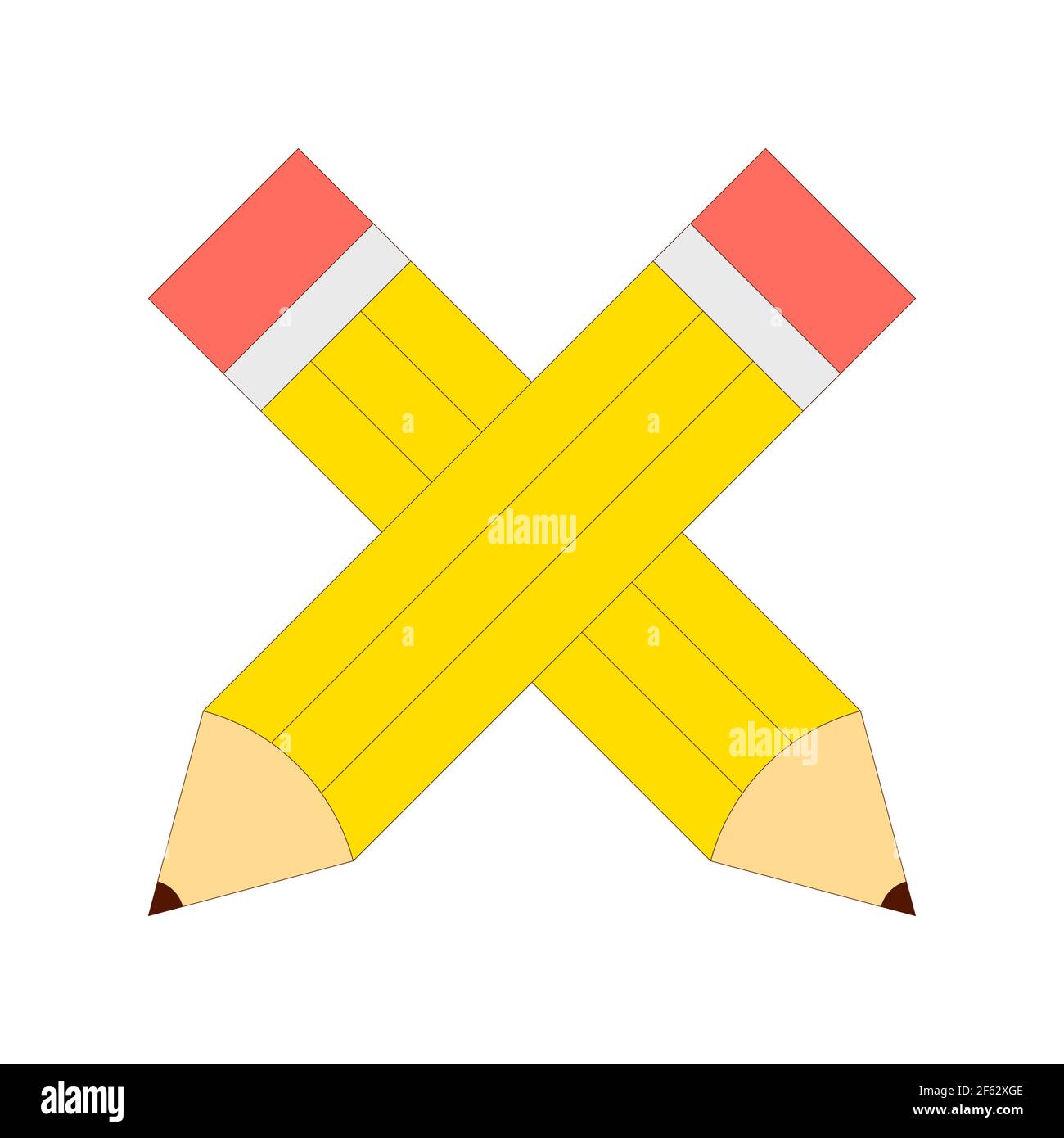 Two crossed yellow pencils with rubber eraser icon Stock Vector Image ...