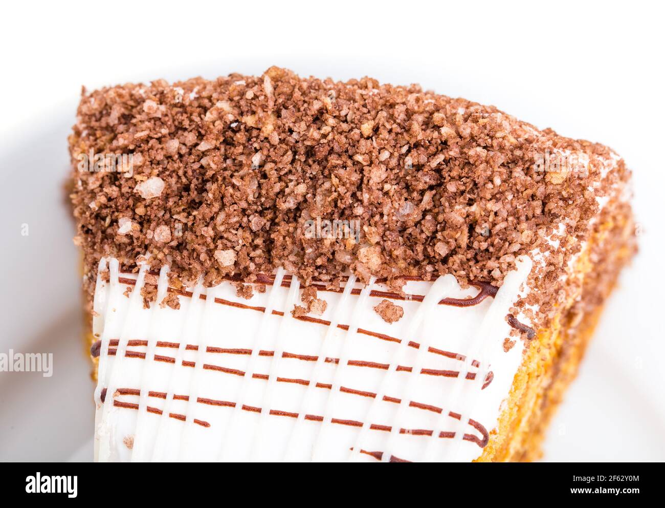 Delicious cake with grated chocolate and walnuts. Macro. Photo can be ...