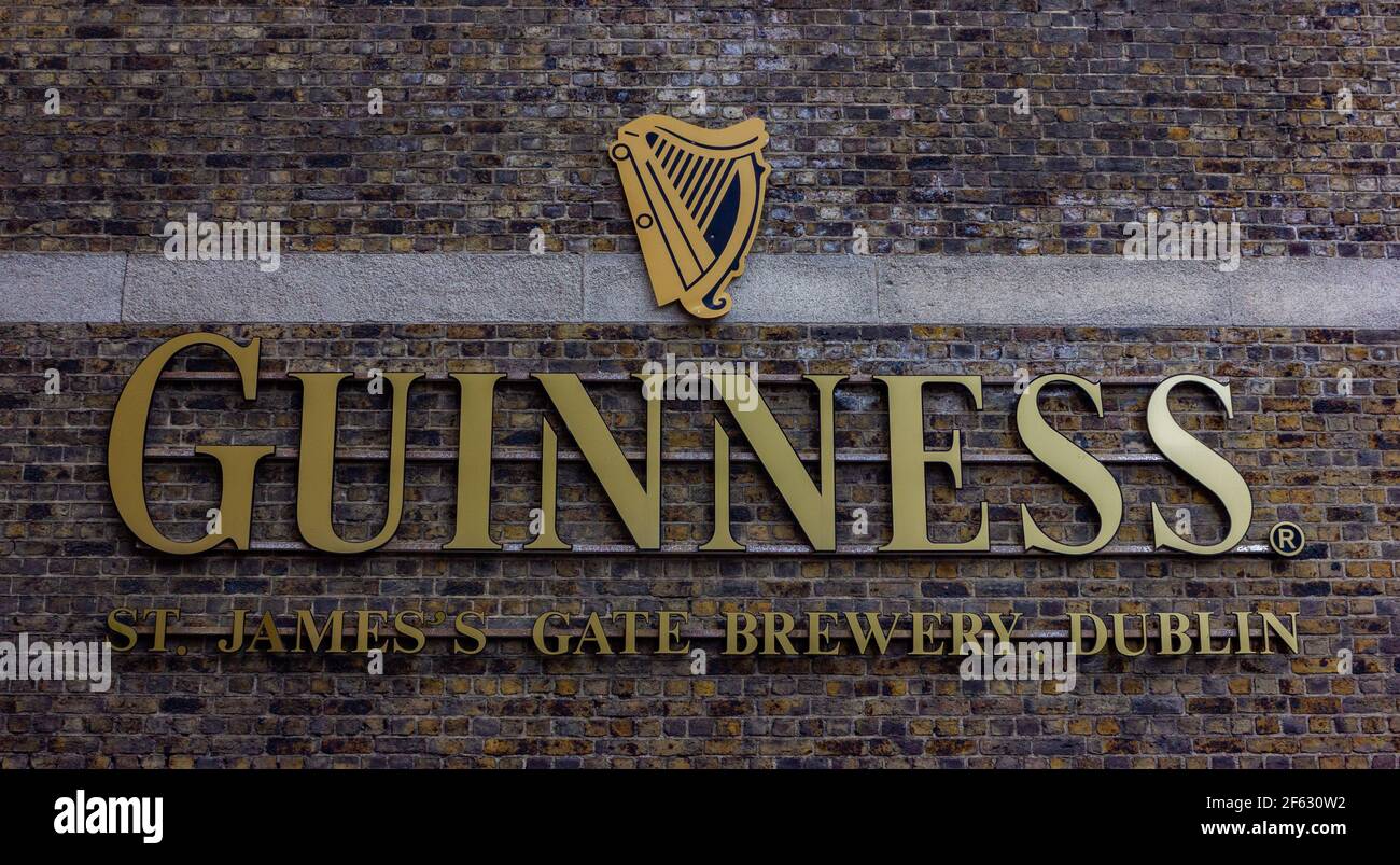 A picture of the Guinness Storehouse sign on display in a bricked ...