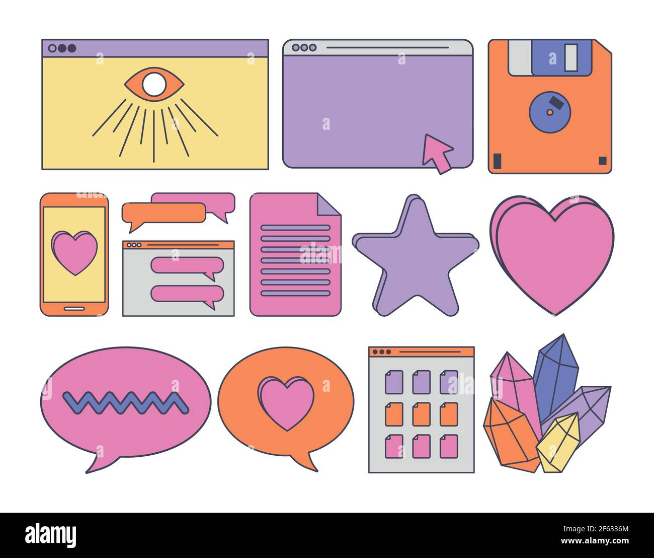 retro futuristic icons Stock Vector Image & Art - Alamy