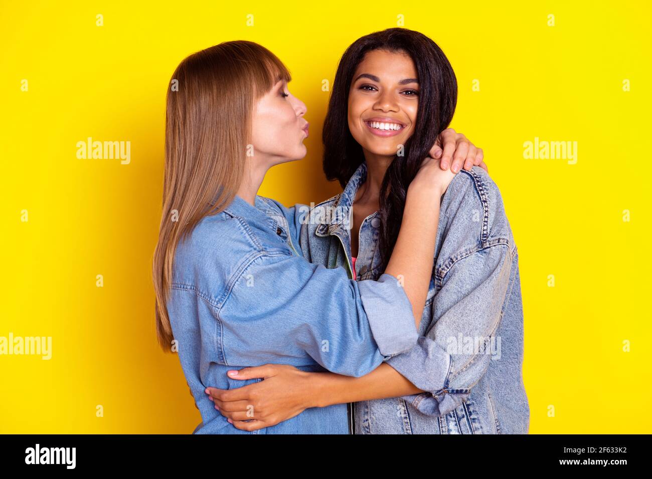 Profile Photo Of Two Adorable Girls Dark Skin Hugging Closed Eyes Kiss