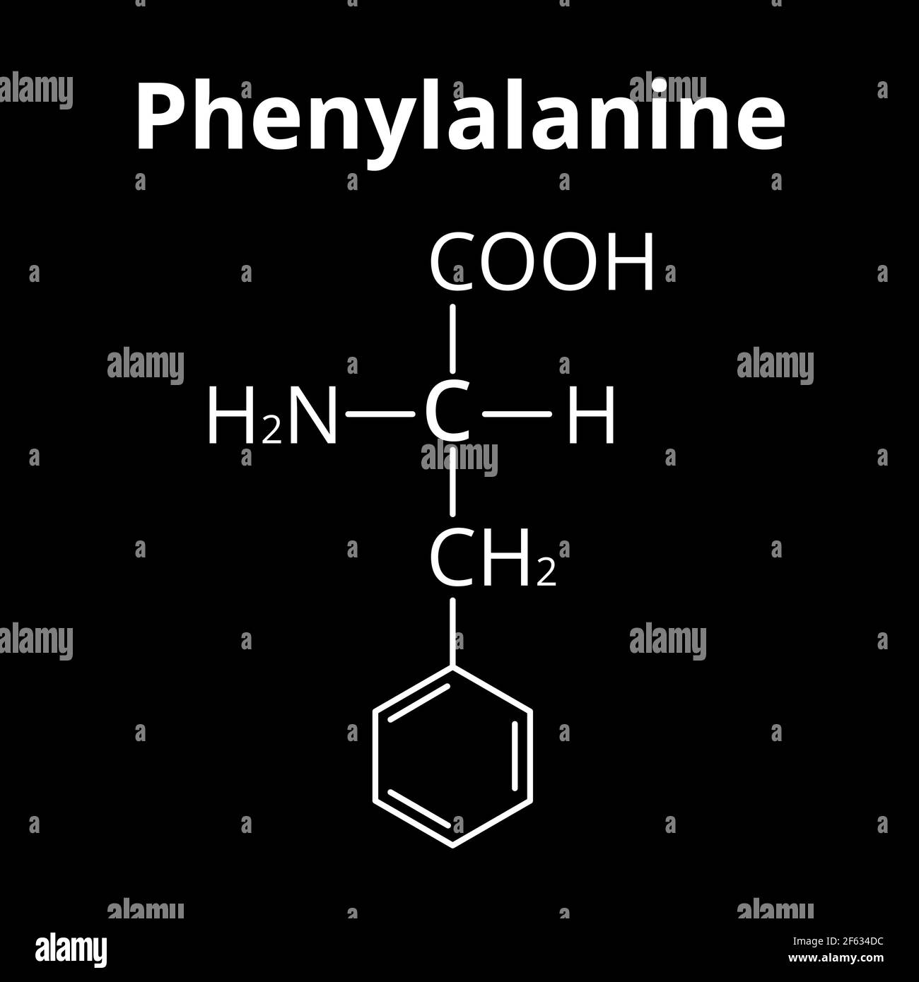 Phenylalanine is an amino acid. Chemical molecular formula ...