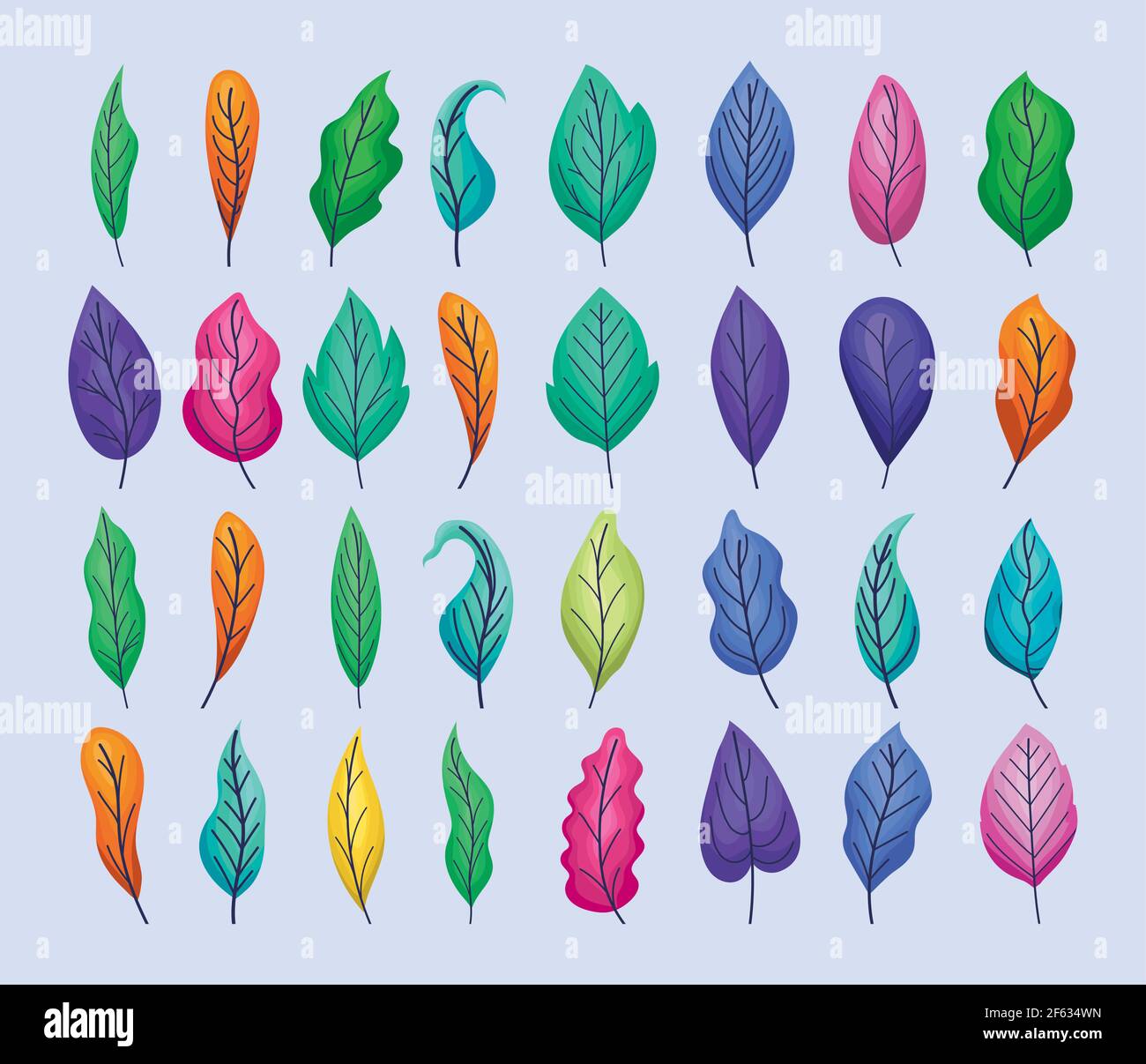 cute leaves bundle Stock Vector Image & Art - Alamy
