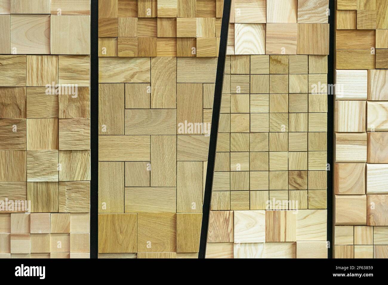Art wooden wall, mosaic texture, natural wood patchwork background ...