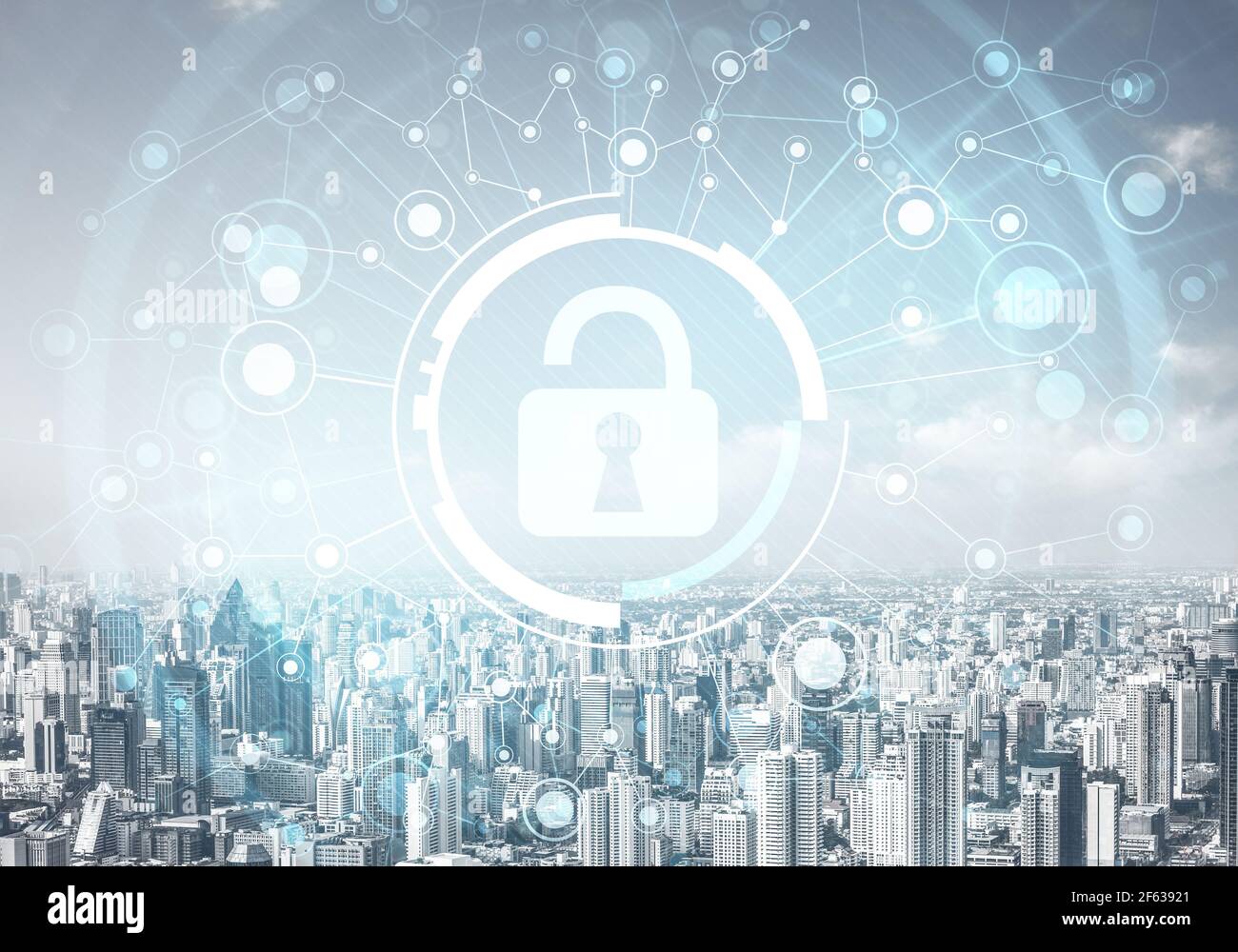 Cybersecurity mixed media with virtual padlock Stock Photo - Alamy