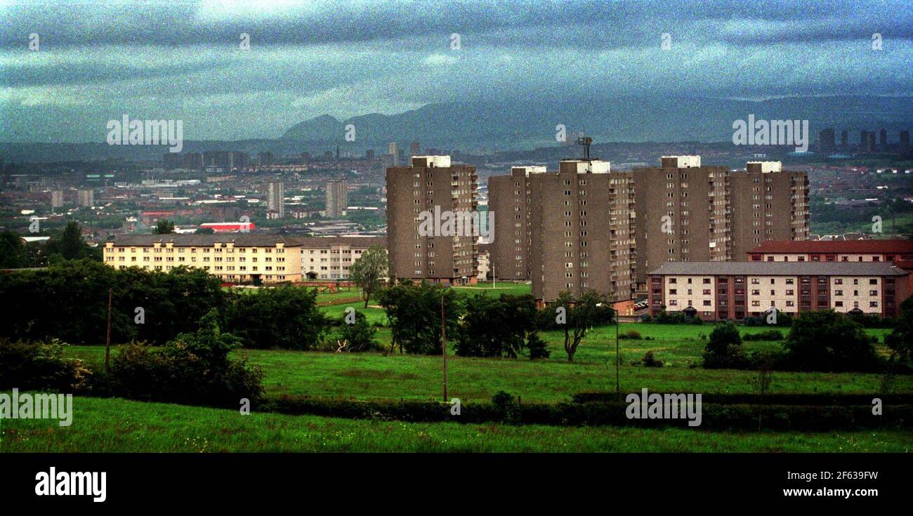 Glasgow skyline/ Castlemilk, a suburb east of the city centre ...