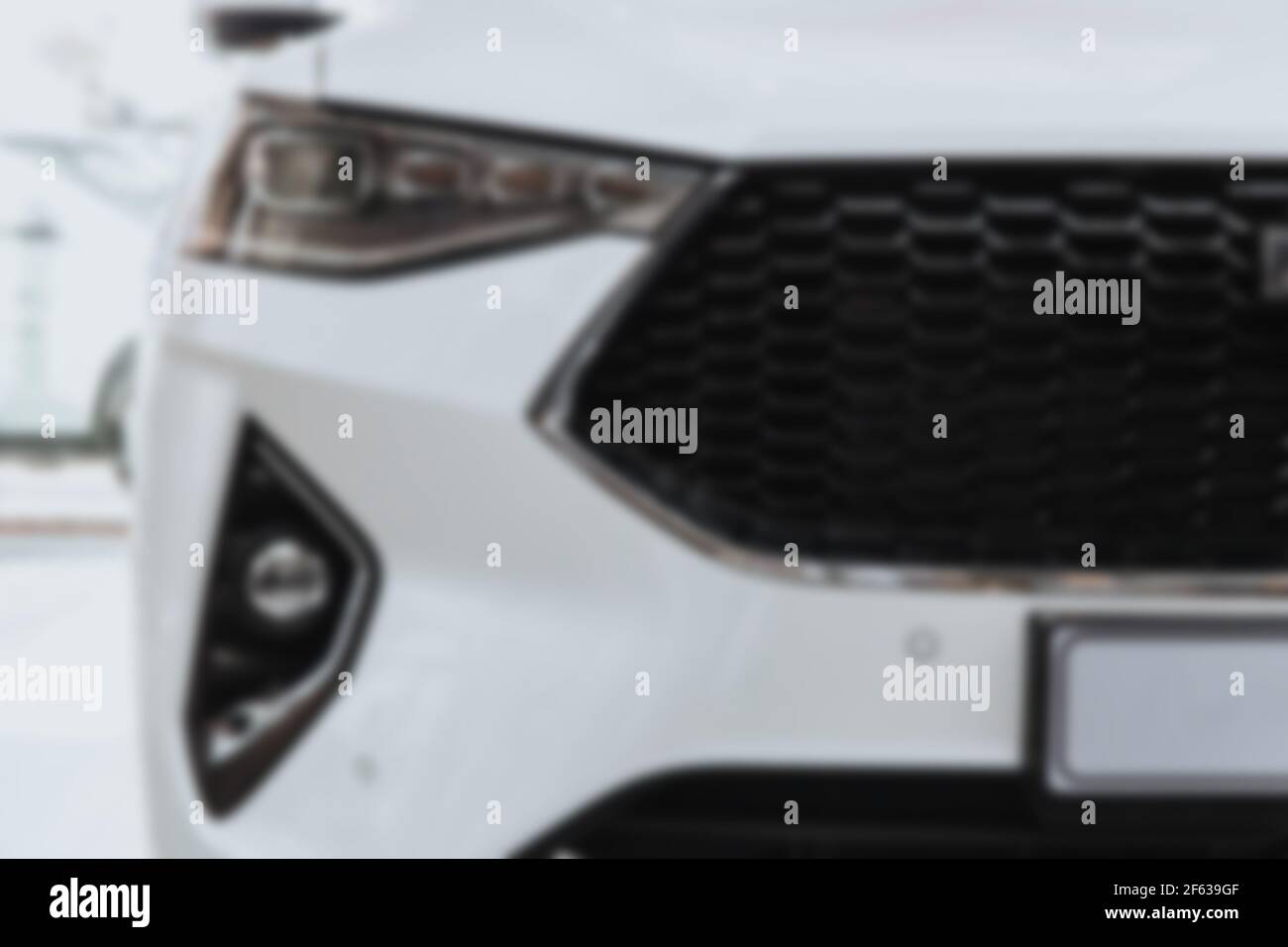 Abstract blur headlight Of A Modern Car. The car is white Stock Photo ...