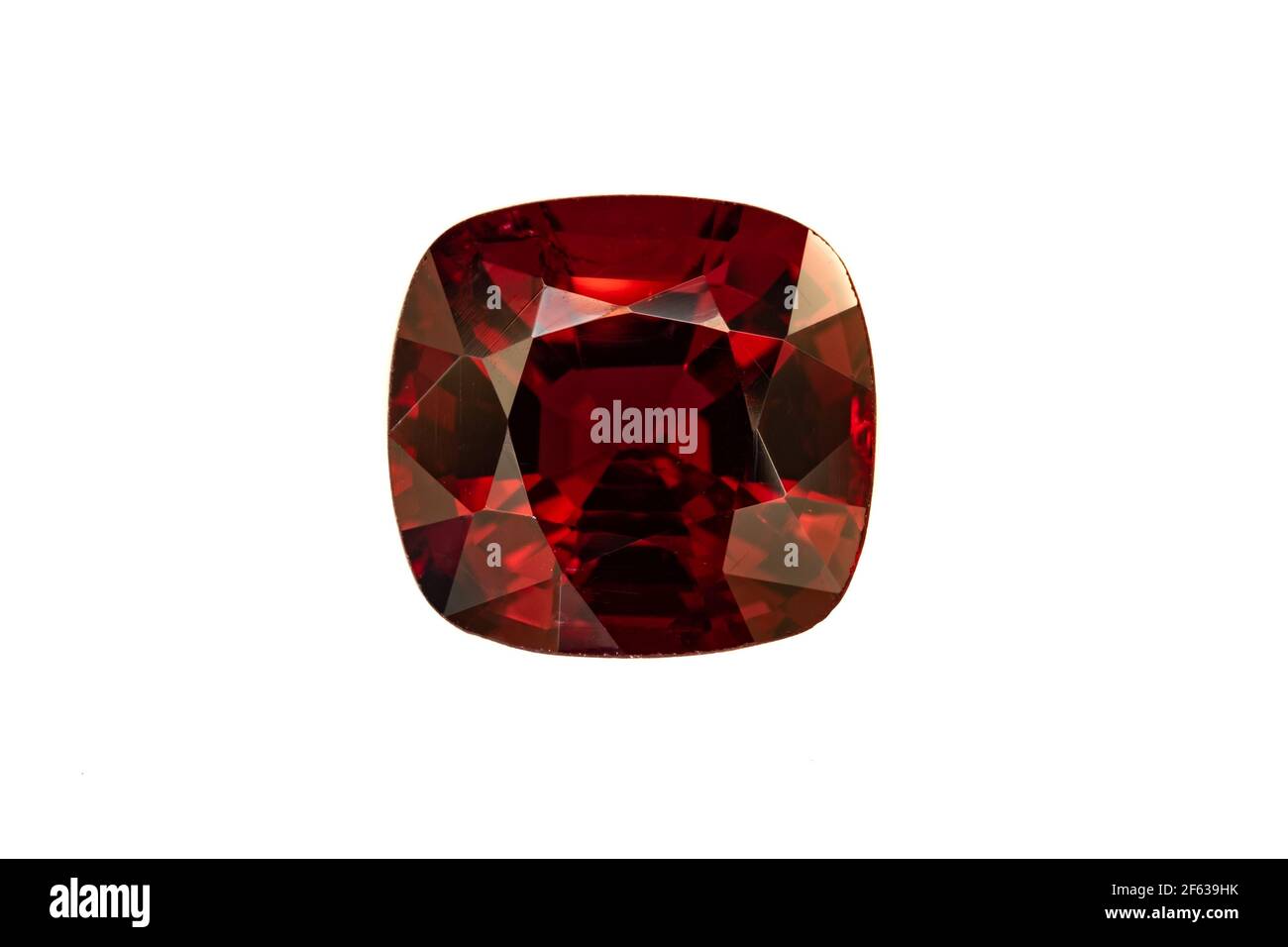 Red spinel faceted gemstone from Mogok region, Myanmar. Square antique ...