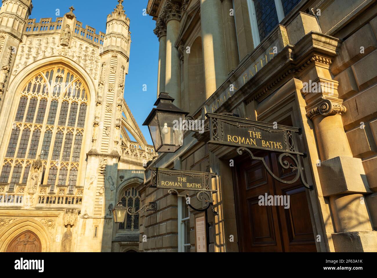 The Roman baths with Bath Cathedral in the background, Bath, Somerset ...