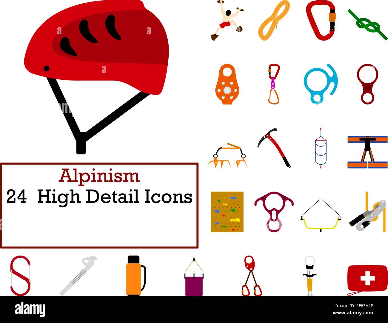Alpinism Icon Set. Flat Design. Fully editable vector illustration ...