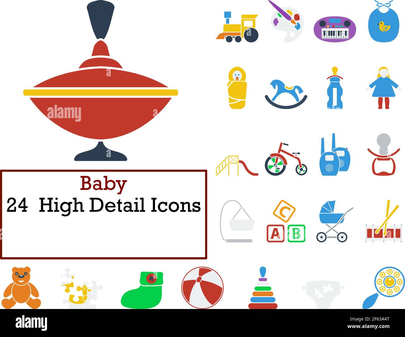 Baby Icon Set. Flat Design. Fully editable vector illustration. Text ...