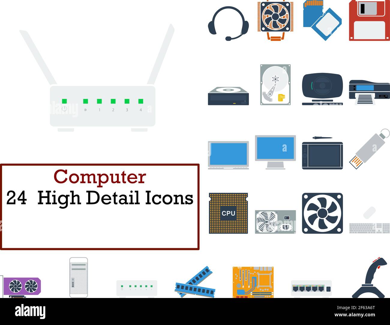 Computer Icon Set. Flat Design. Fully editable vector illustration ...