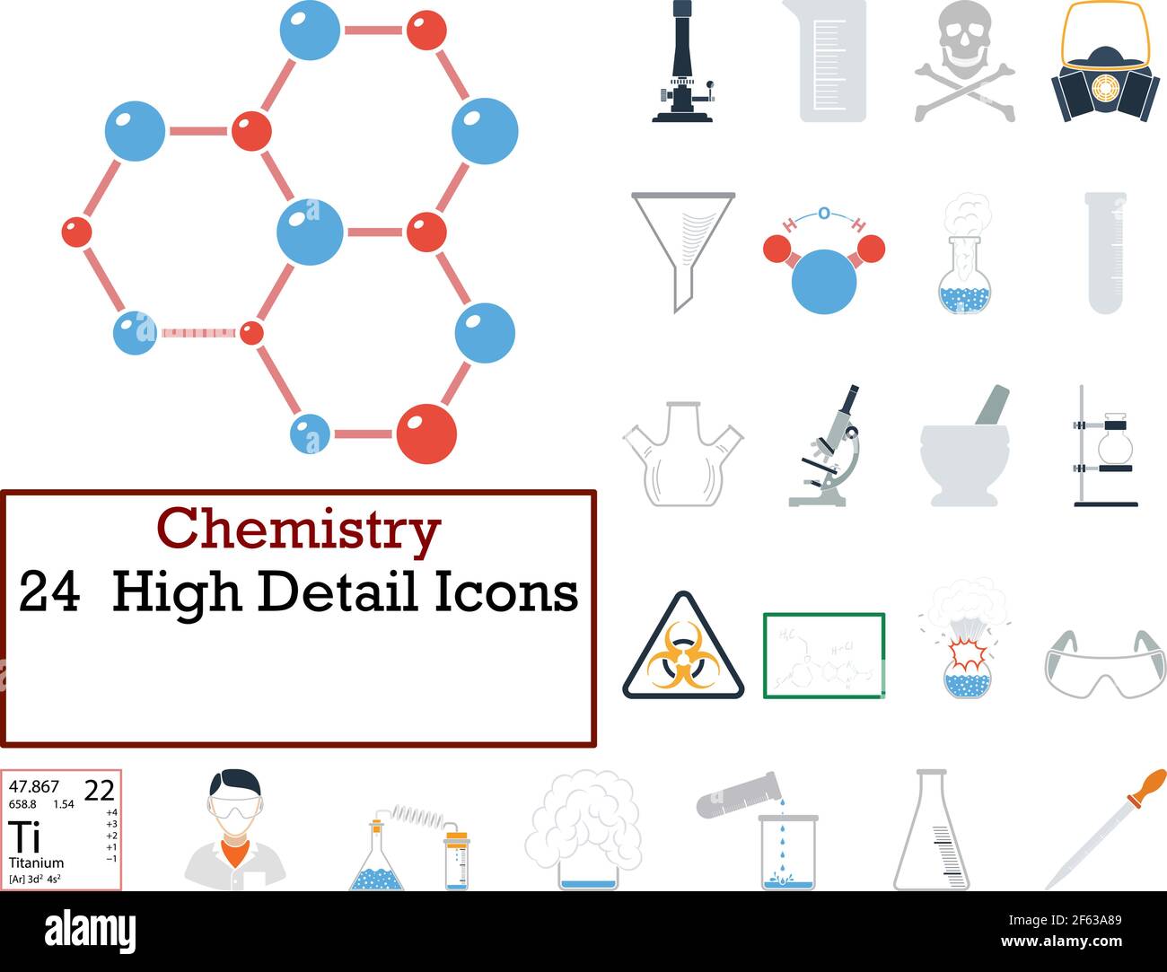 Chemistry Icon Set. Flat Design. Fully editable vector illustration ...