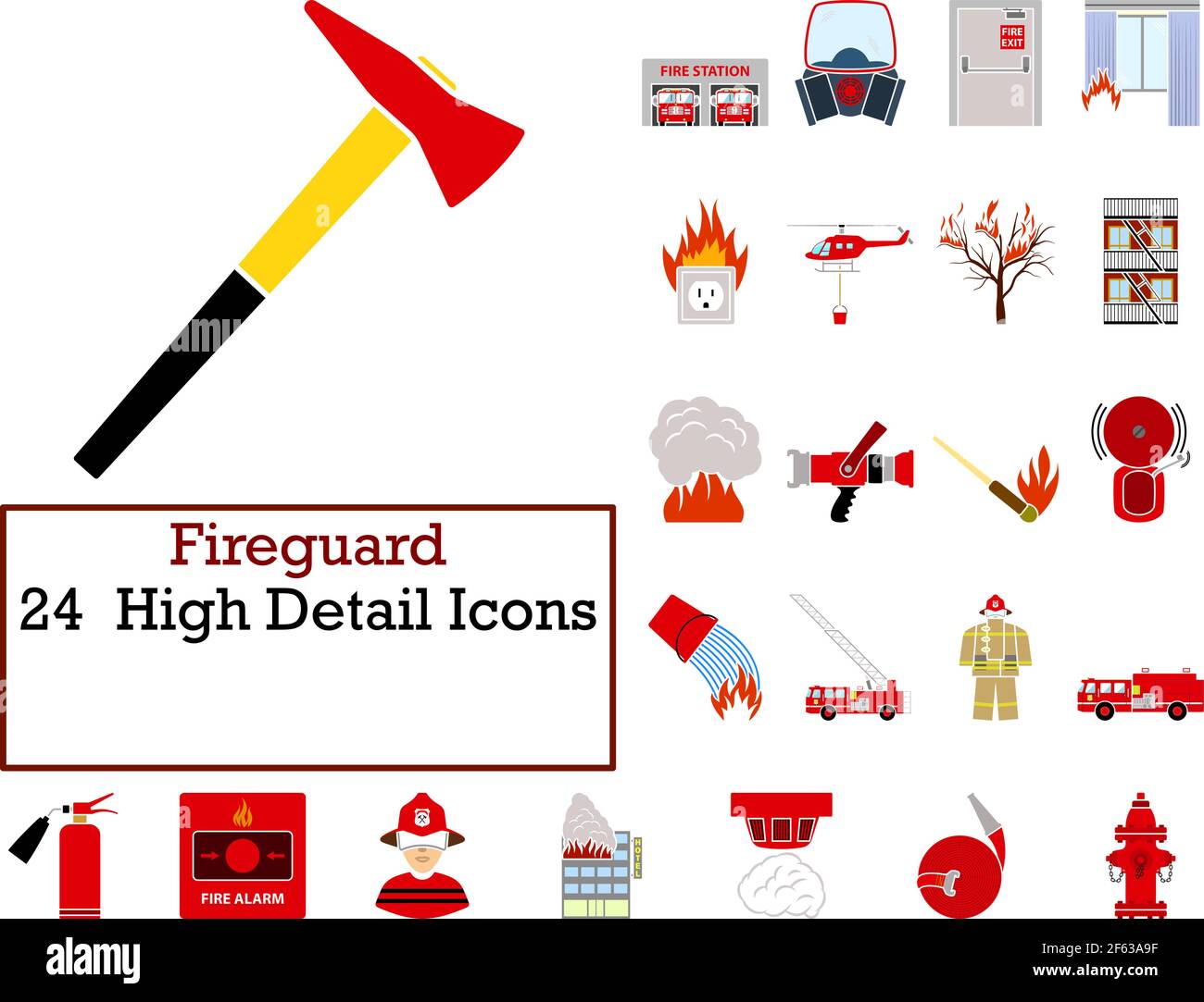 Fireguard Icon Set. Flat Design. Fully editable vector illustration ...