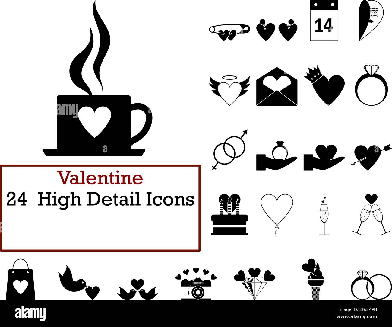 Valentine Icon Set. Cute and Smooth Glyph Design. Fully editable vector ...