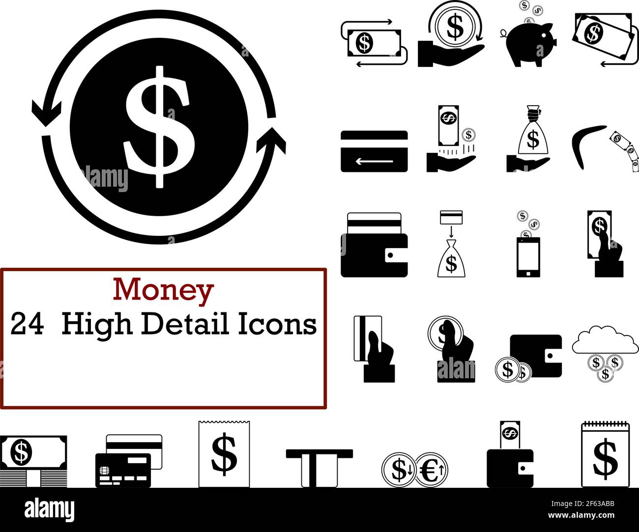 Money Icon Set. Cute and Smooth Glyph Design. Fully editable vector ...
