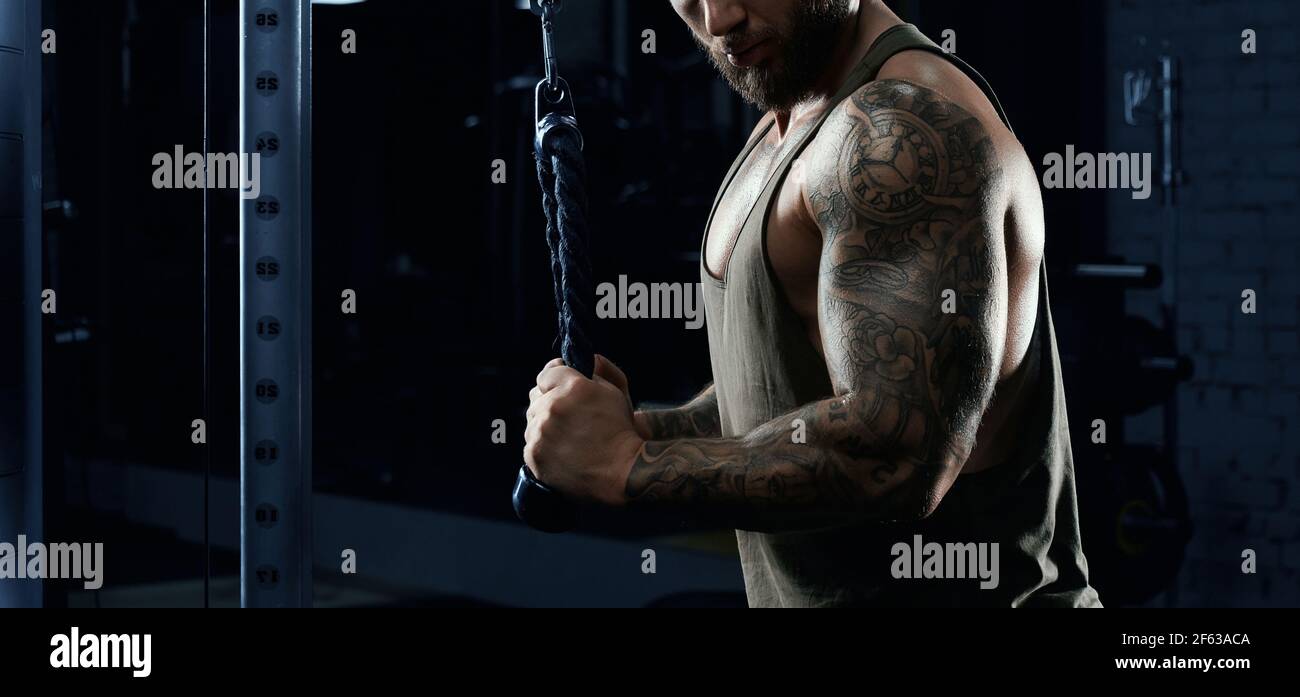 Portrait muscular tattooed bodybuilder hi-res stock photography and ...