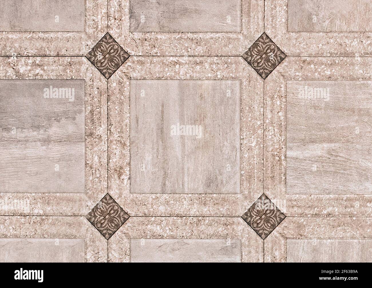 Decorative design element, beige square stone tiles with abstract ...