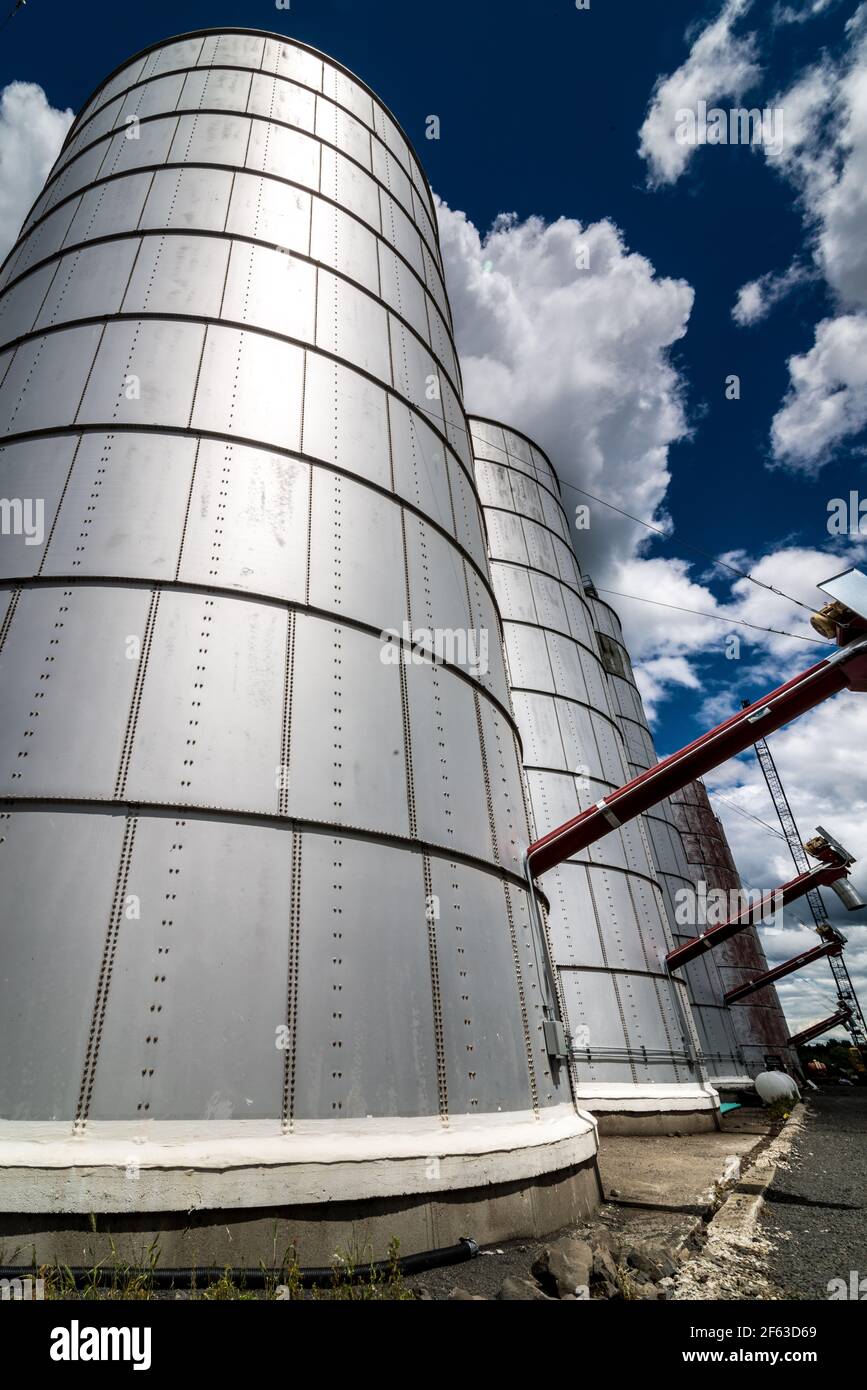 Photo of Metal-made Grain Storage Facilities Stock Photo - Alamy