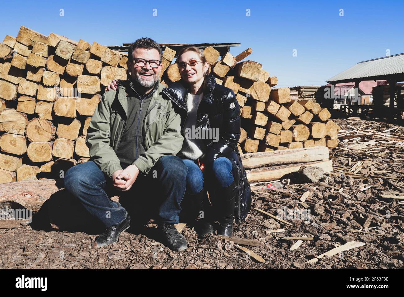 Yecora, Mpo. Yecora, Sonora, Mexico. Steel fence, pine wood, logs, wood ...
