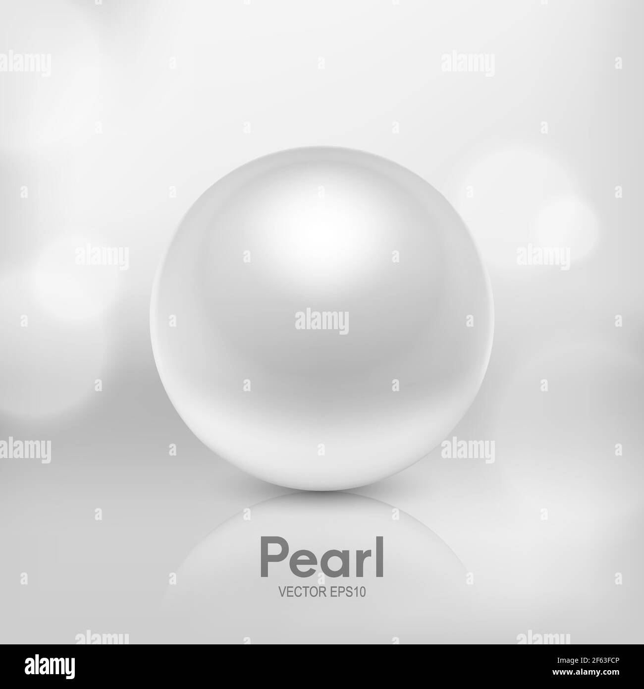 Vector 3d Realistic Beautiful Natural White Pearl Closeup Isolated on ...
