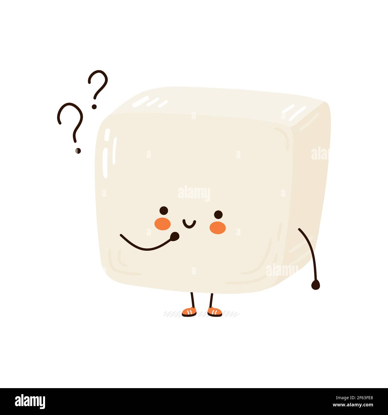 Cute funny Tofu with question marks. Vector hand drawn cartoon kawaii ...
