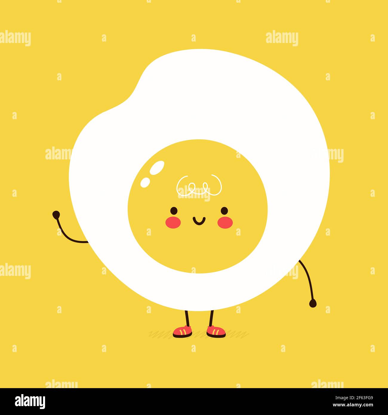 Cute funny Fried Egg character. Vector hand drawn cartoon kawaii ...